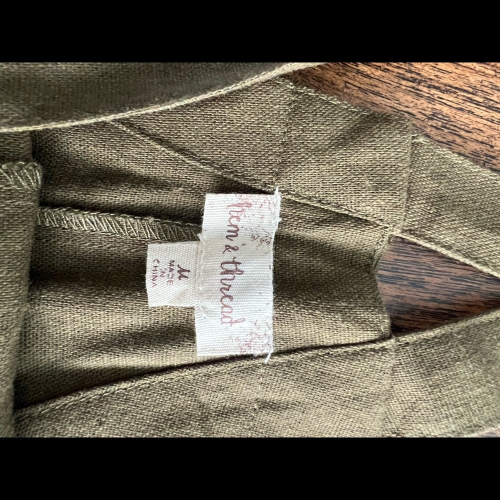 Olive Green Overalls Linen Blend Size Medium - Gem